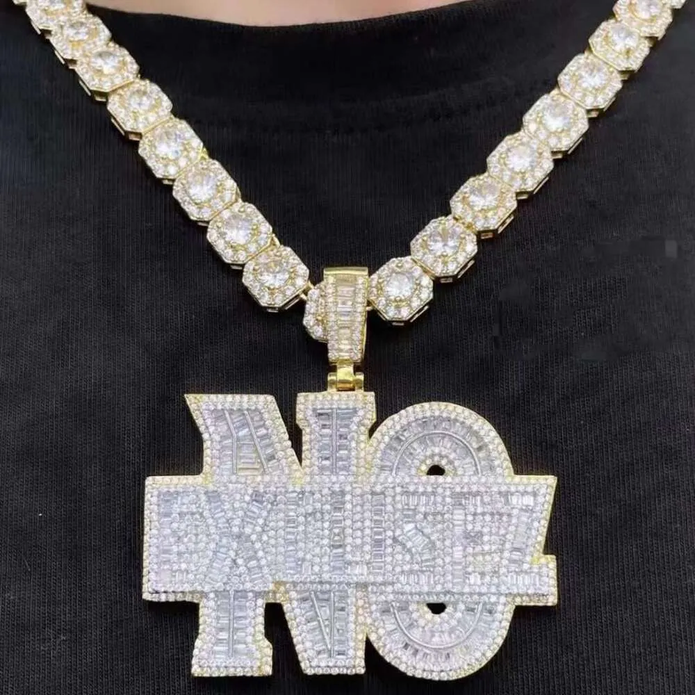 Custom Iced Out Moissanite Letter Iced Out Pendants With Real 10K And ...