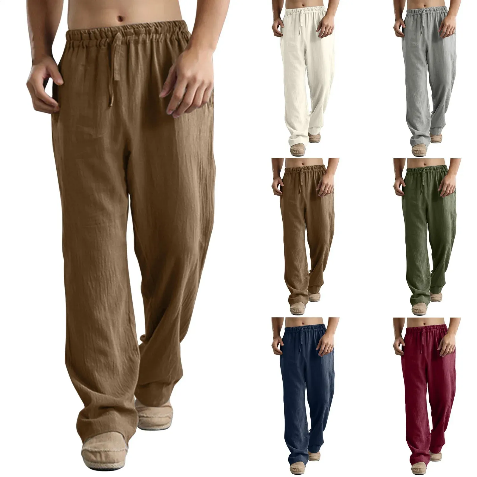Men's Cotton Linen Pants: Autumn Breathable Comfort - Solid Colors, S ...