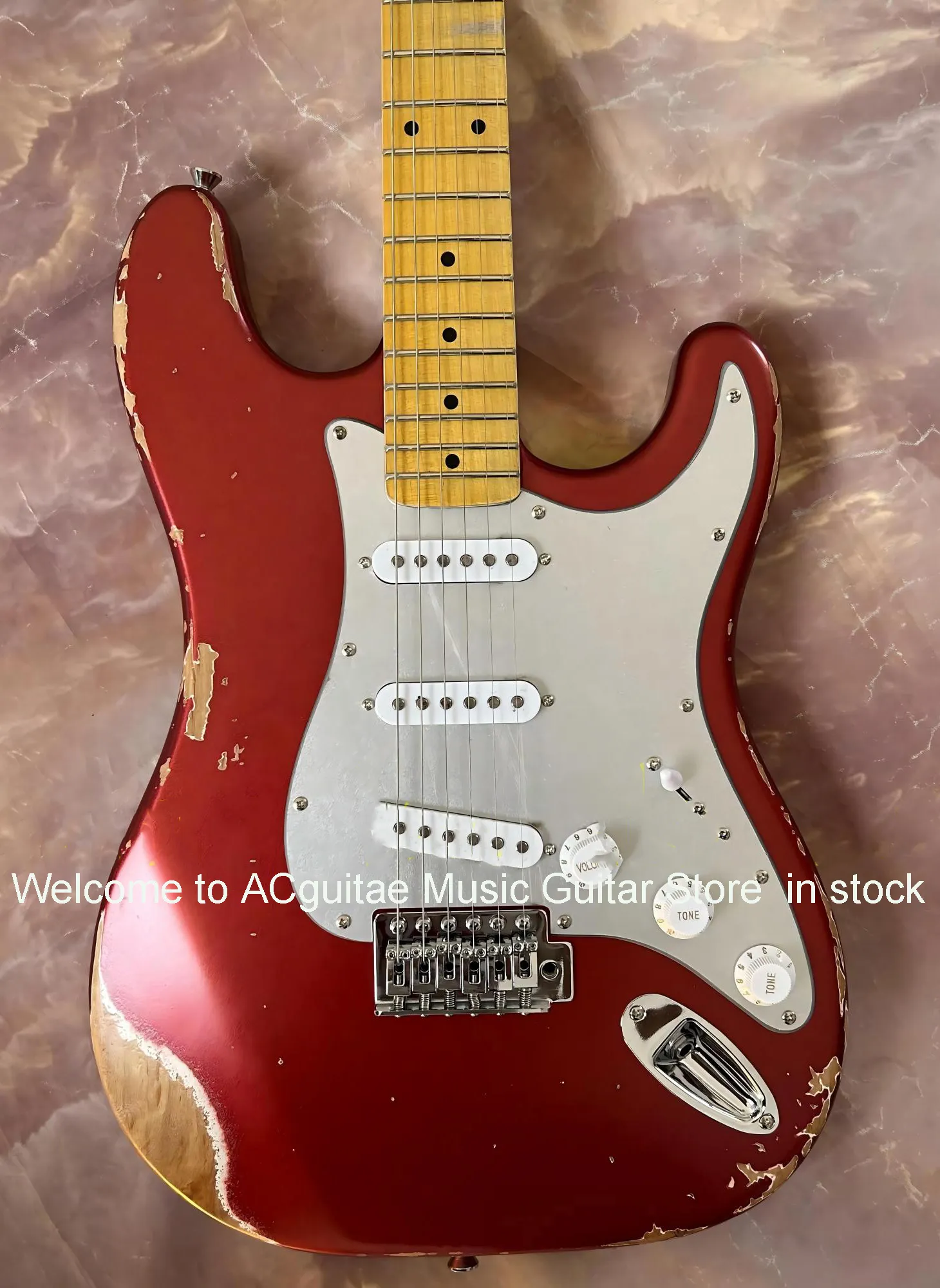 High Quality Red 6 String Fender Jazzmaster Guitar With Beige ...