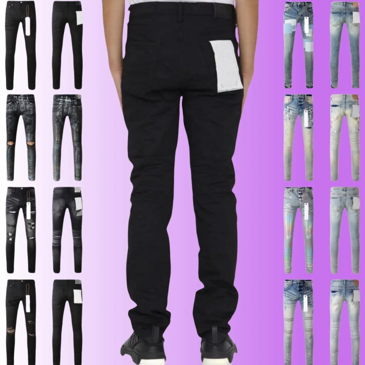 Designer Skinny Jeans For Men Ripped Slim Fit Motorcycle Denim Jeans ...
