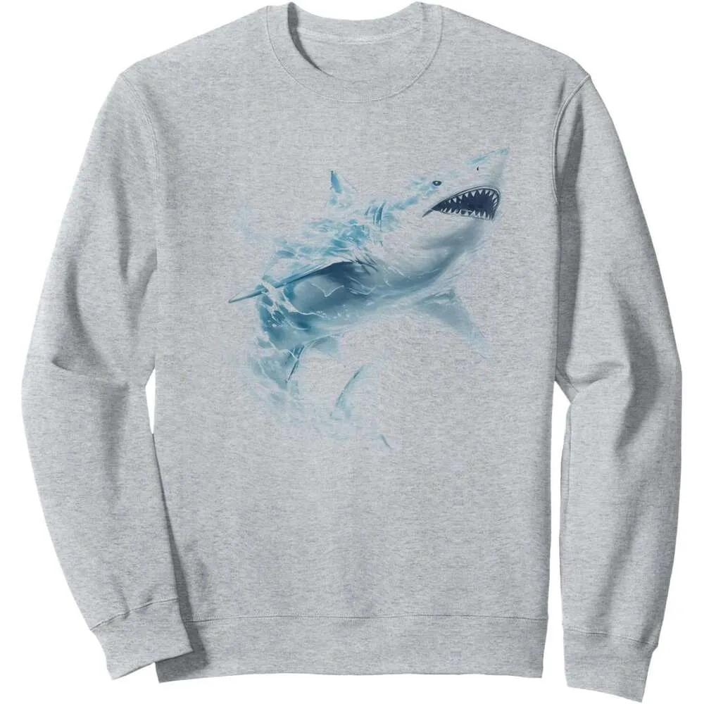 Mens Long Sleeve Cotton Blend Pullover Sweatshirt With Graphic Ocean