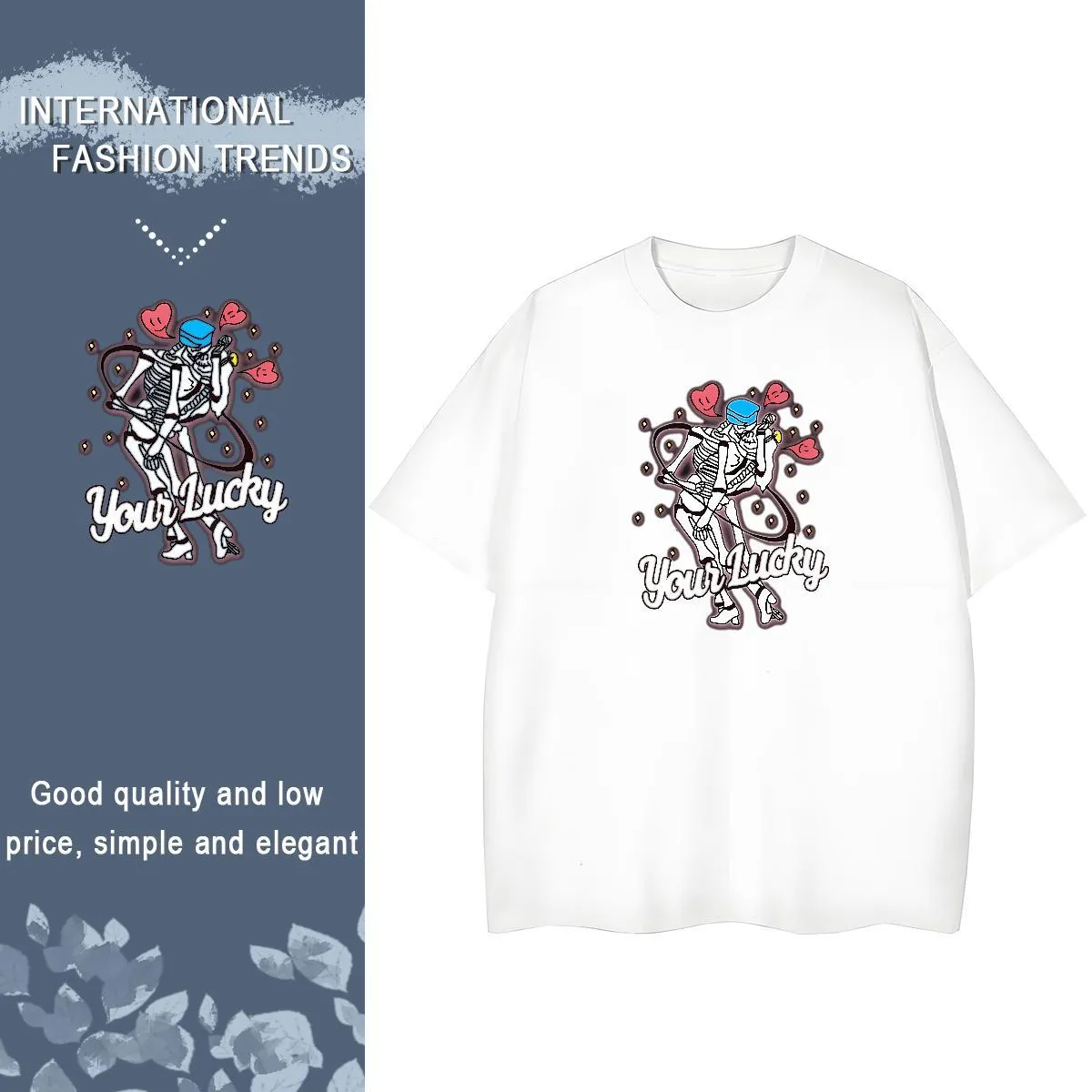 Premium 230g Cotton Skull Tee: Women's Round Neck Oversized T-Shirt ...