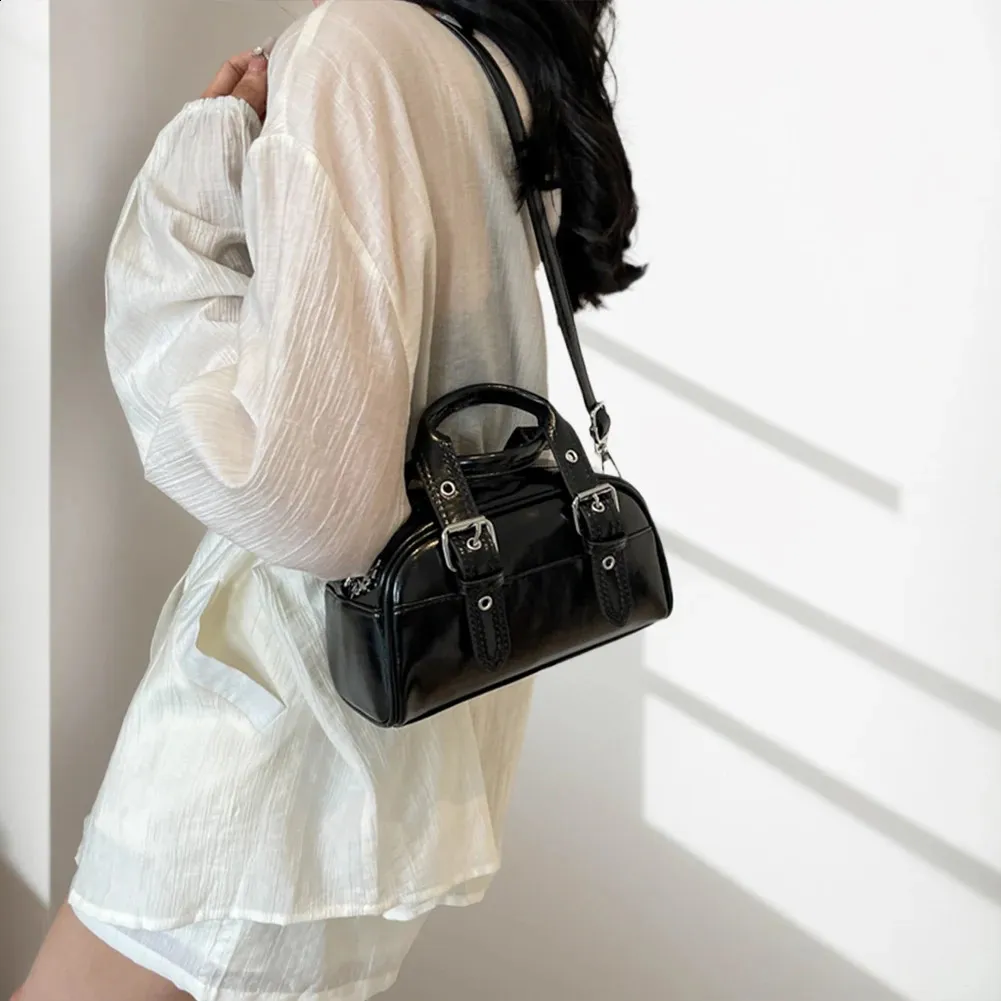 240817 Women PU Leather Shoulder Bags Adjustable Strap Trendy Solid ...