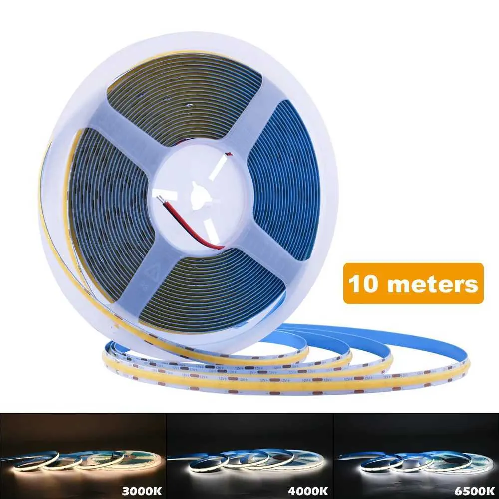 Dimmable LED Tape Light 10M High Density COB Strip, 312 LEDs, 8mm ...