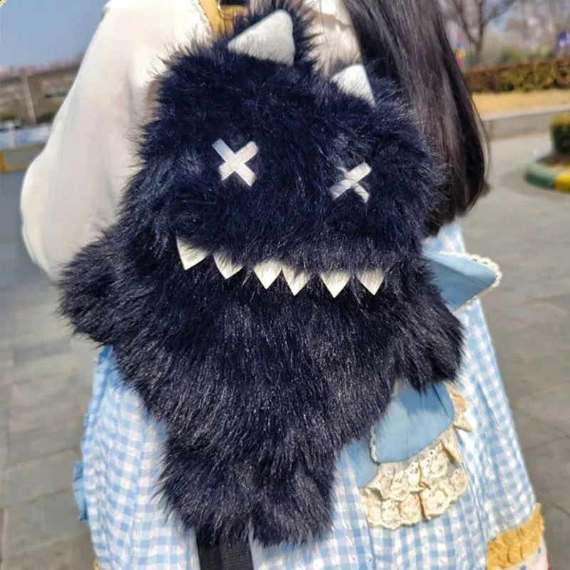 Kawaii Fluffy Cat backpack for women - Japanese Girls' Sweet Y2K ...