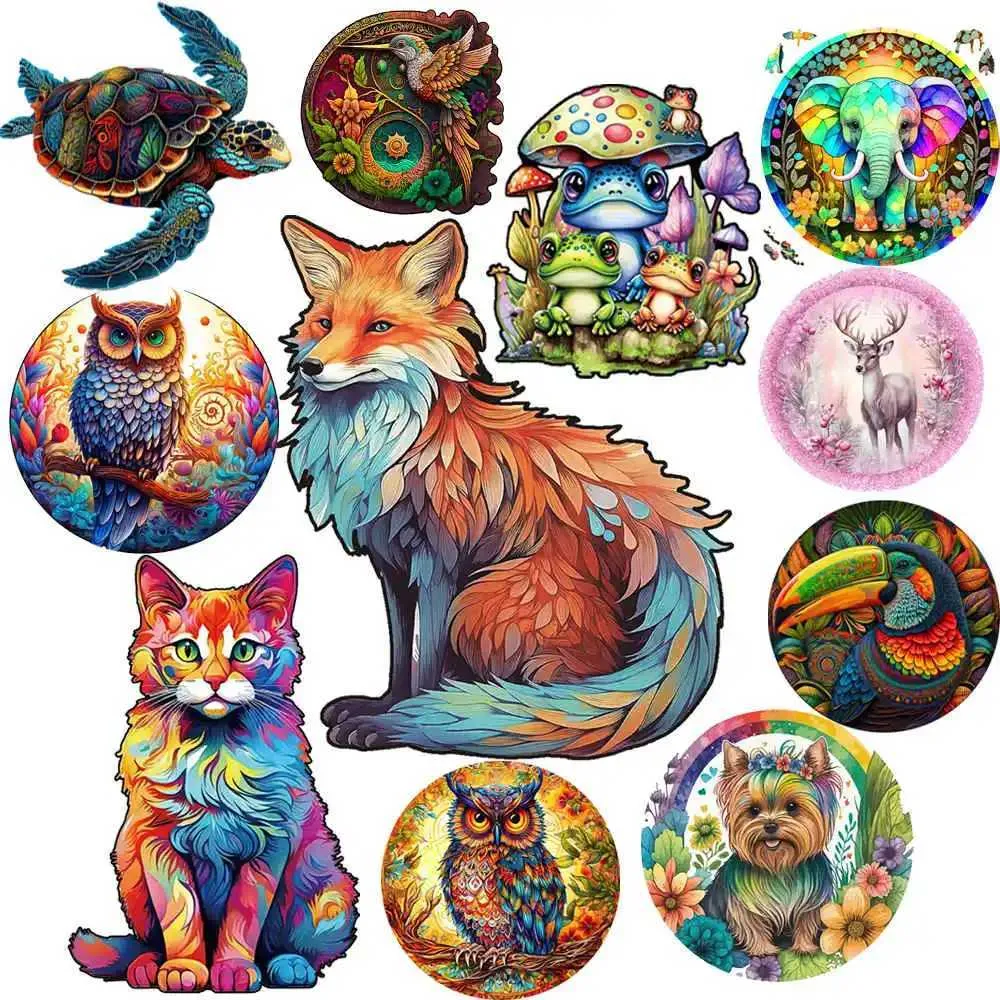 Wooden Animal Jigsaw Puzzles 50- - Mysterious, Engaging, Montessori Toy ...