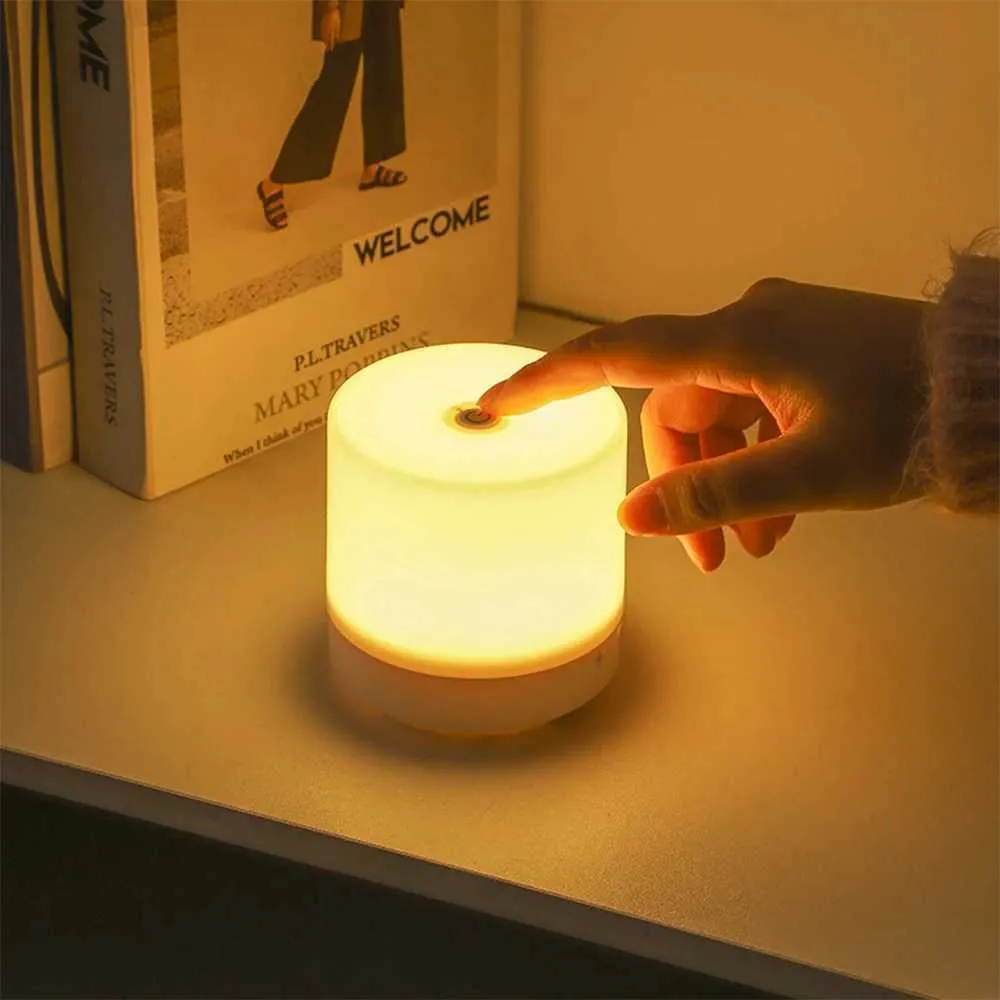 Mini Touch Lamp Night Light: USB Rechargeable, 3-Mode Dimming, Portable ...