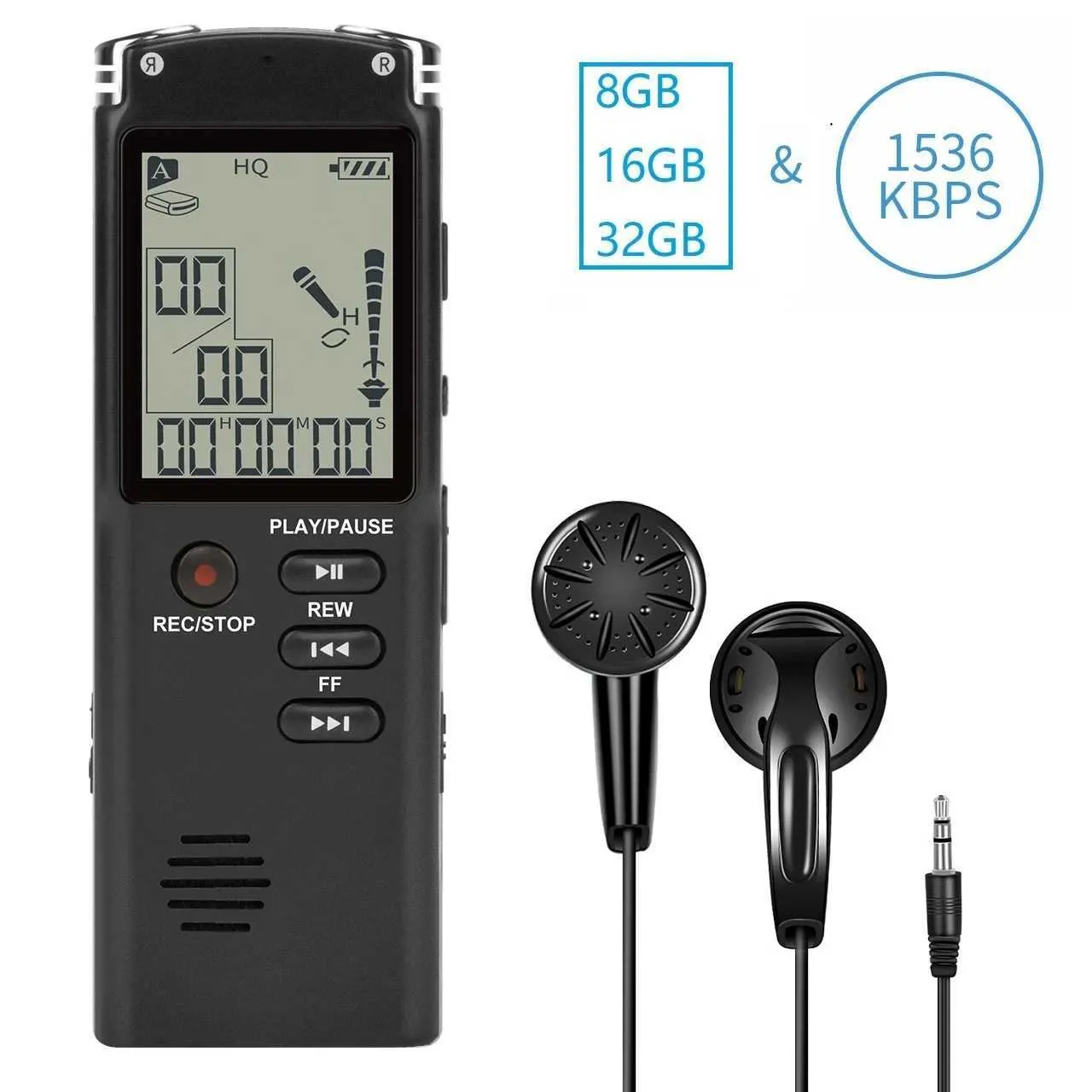 Professional Digital Audio Recorder - 96 Hour, WAV/MP3, High Capacity 8 ...