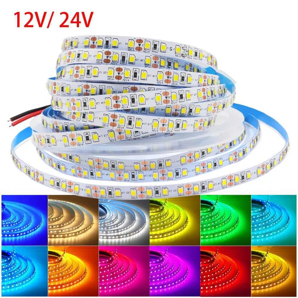 2 Wire LED Lights: 12V/24V 5m/10m Super Bright 120LED/m Dimmable ...
