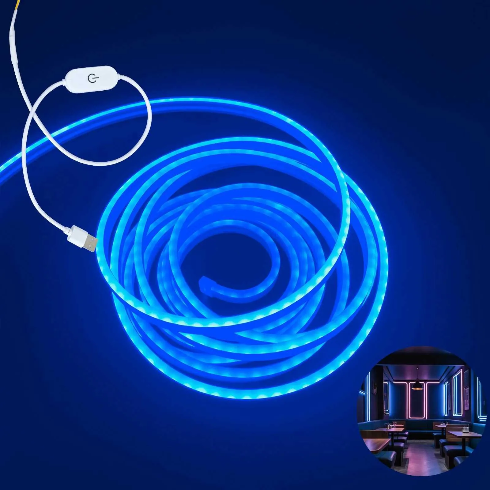 DHgate.com:100500cm3931968inch LEDBlue flexible neon light strip 5V ...