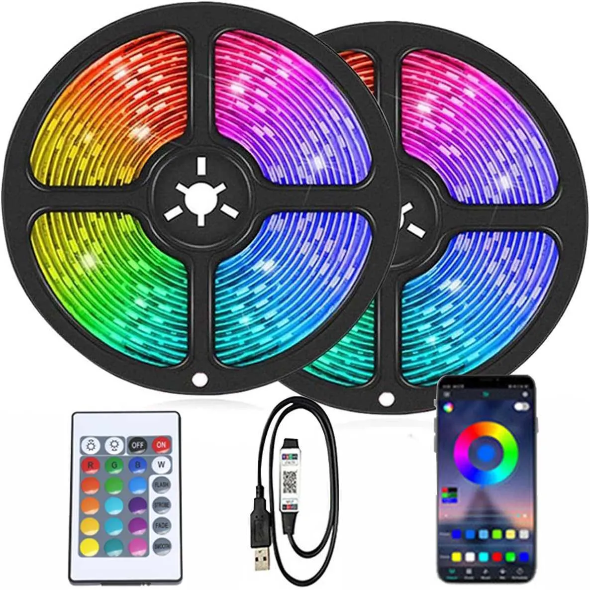 RGB LED Strip Lights - USB Powered Backlight, Flexible Ribbon for TV ...