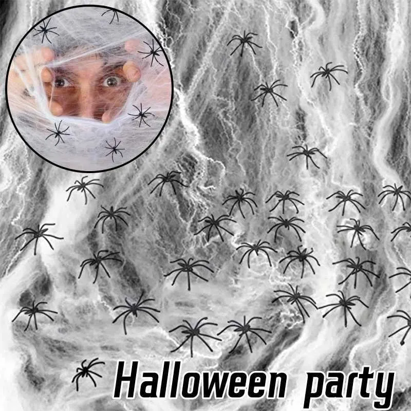 Realistic Halloween Spider Web Decoration - Fake Spider Included! Scary ...