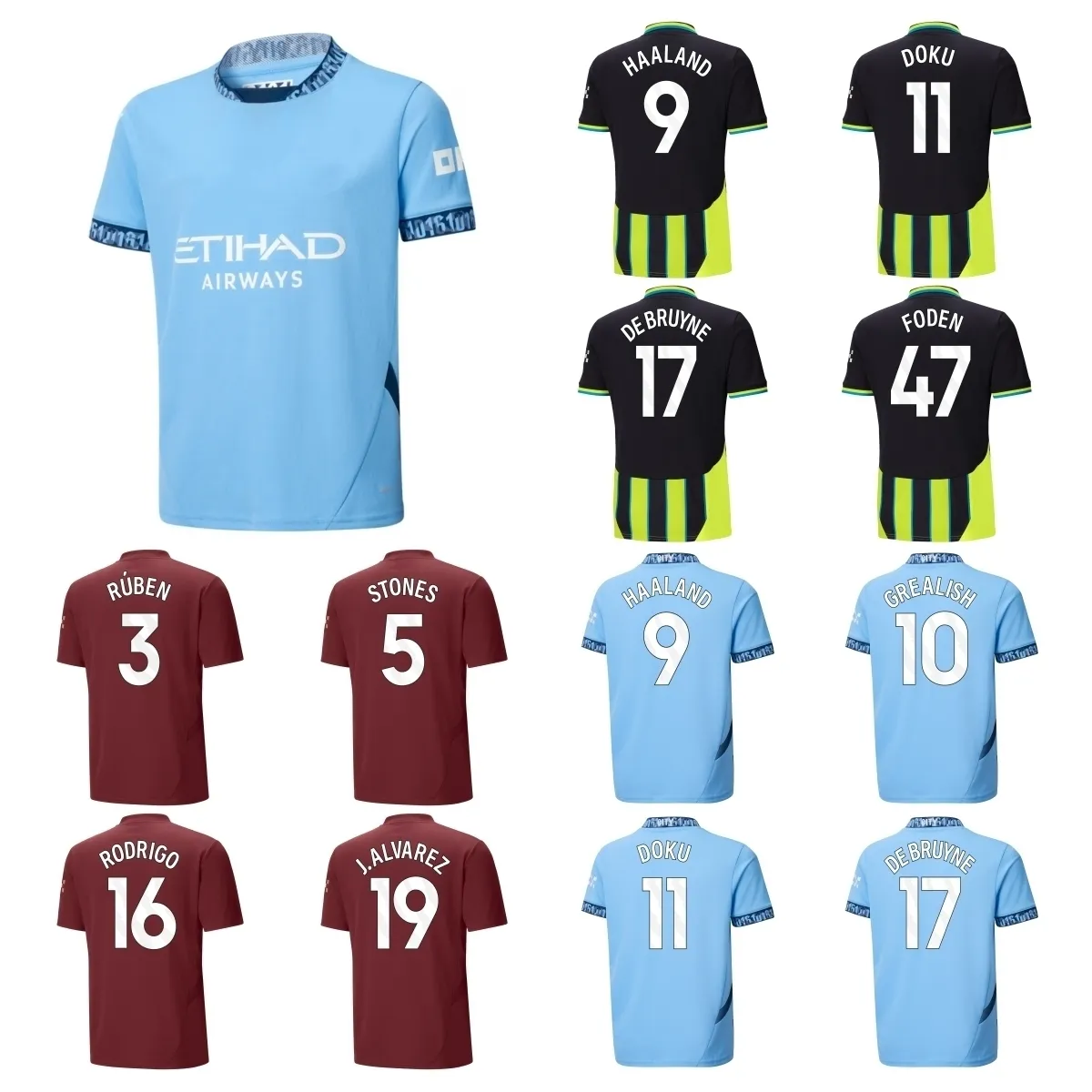 Home And Away Soccer T Shirts Featuring Phil Foden, Erling Haaland ...