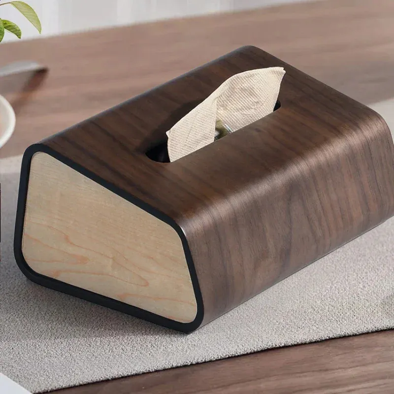 Wooden Tissue Box Cover Solid Walnut Wood Paper Holder, Retro Home ...
