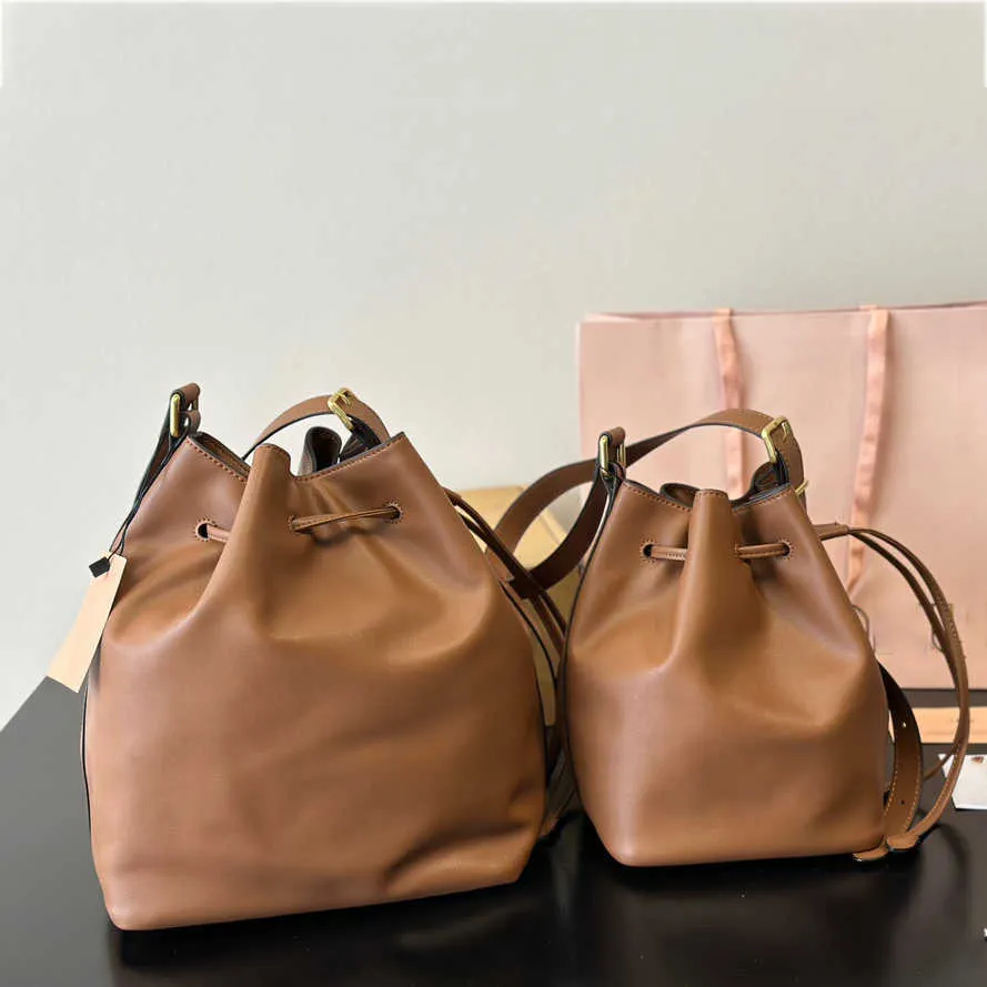 Luxury Designer Leather Bucket Shoulder Bag With Leather Handle ...