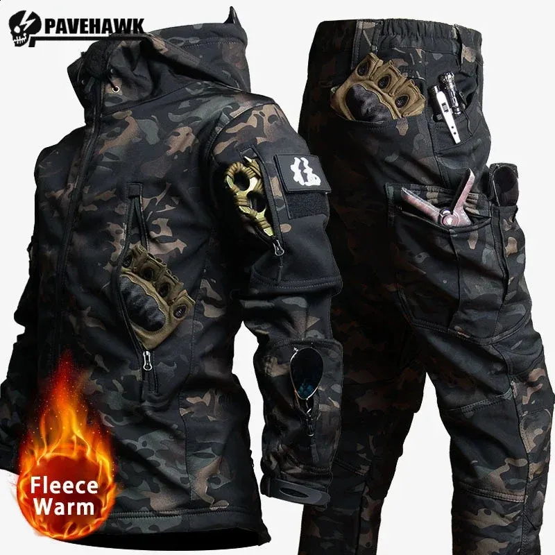 Premium Waterproof Camo Tactical Set: Soft Shell Fleece Winter Combat ...