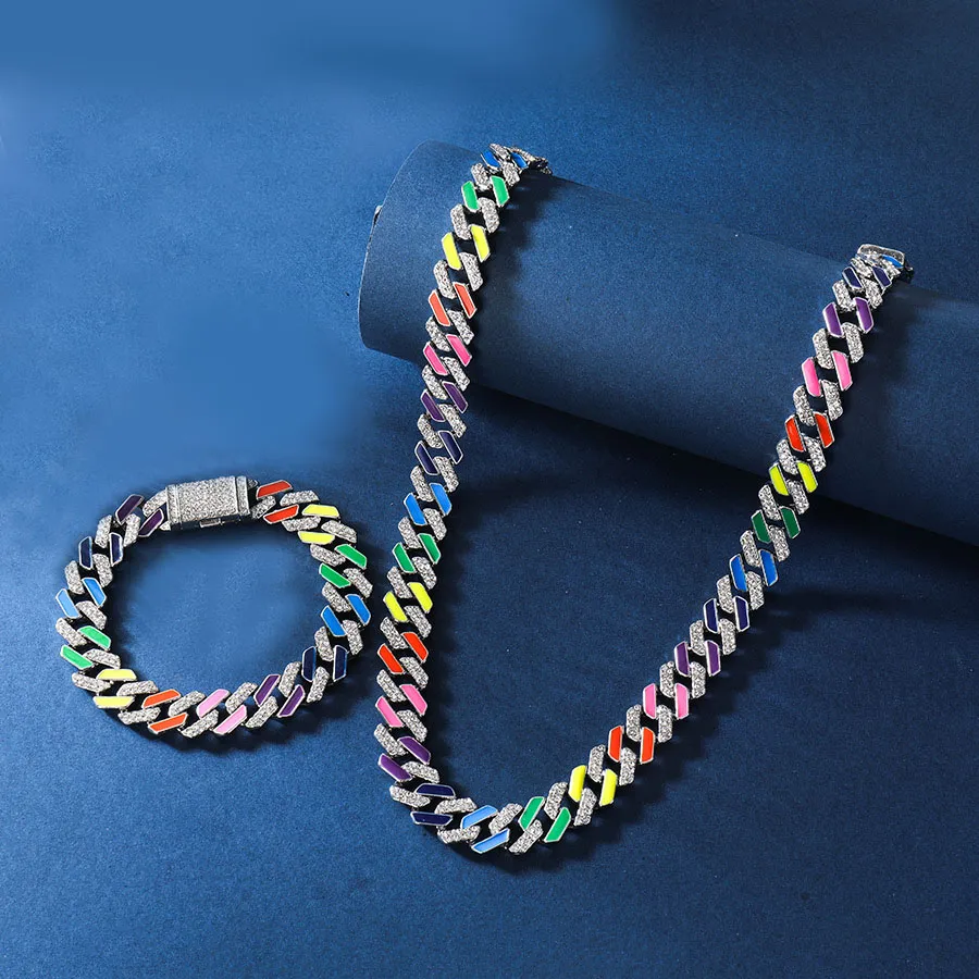 Real Gold Silver Plated Cuban Chain Necklace & Bracelet Set For Men ...