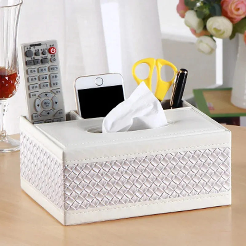 Premium Multifunctional Leather Organizer: Tissue Box, Makeup, Remote ...