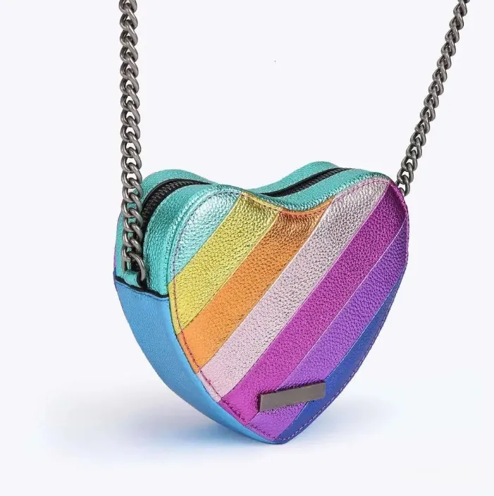 Mini Designer Purse: Rainbow Heart Chain Crossbody Bag Small Luxury ...