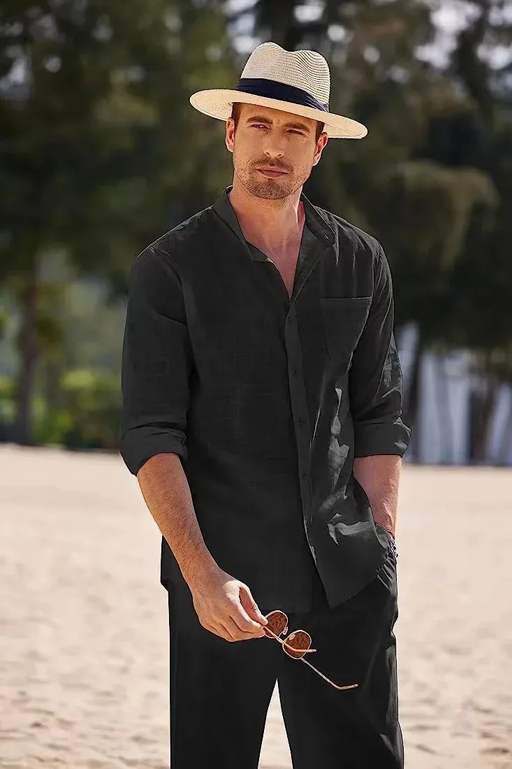 Mens Linen Two Piece Tracksuit Set - European Style Casual Suit, Best ...