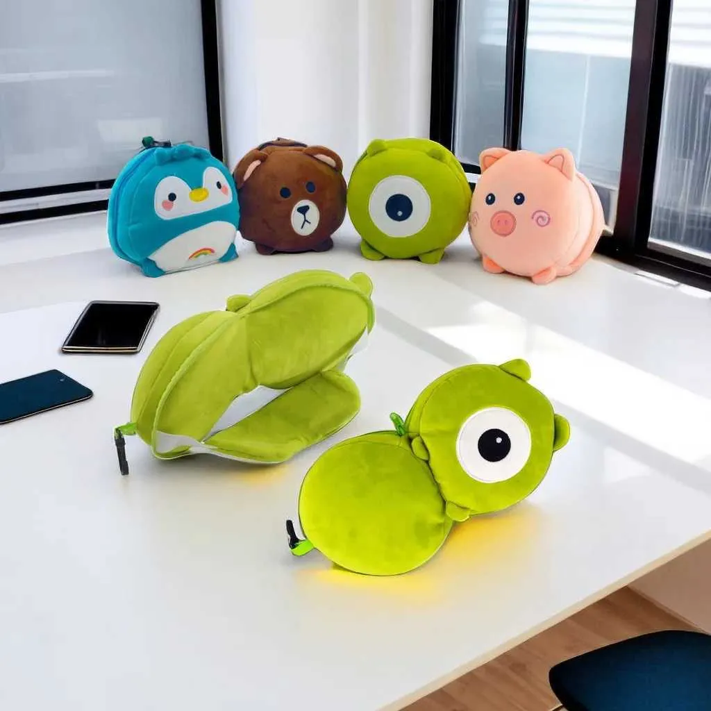 2-in-1 Kids Travel Pillow & Eye Mask Set: Cute Neck Support for ...