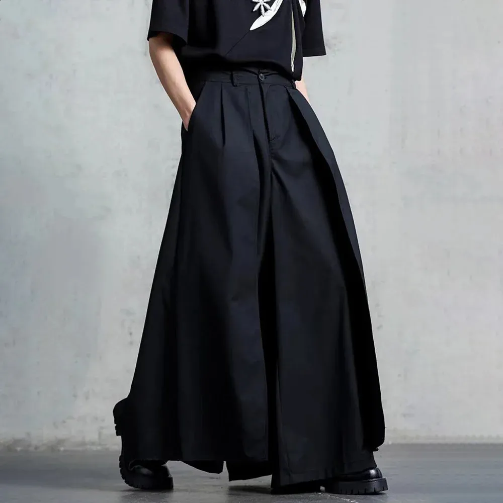 Gothic Menswear Double Layer Culottes Wide Leg... From Lu01, $32.49 ...