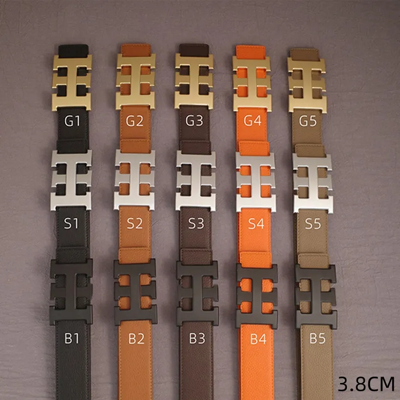 Designer Belts For Men Real Leather Belt 3.8CM Wide, Reversible Black ...