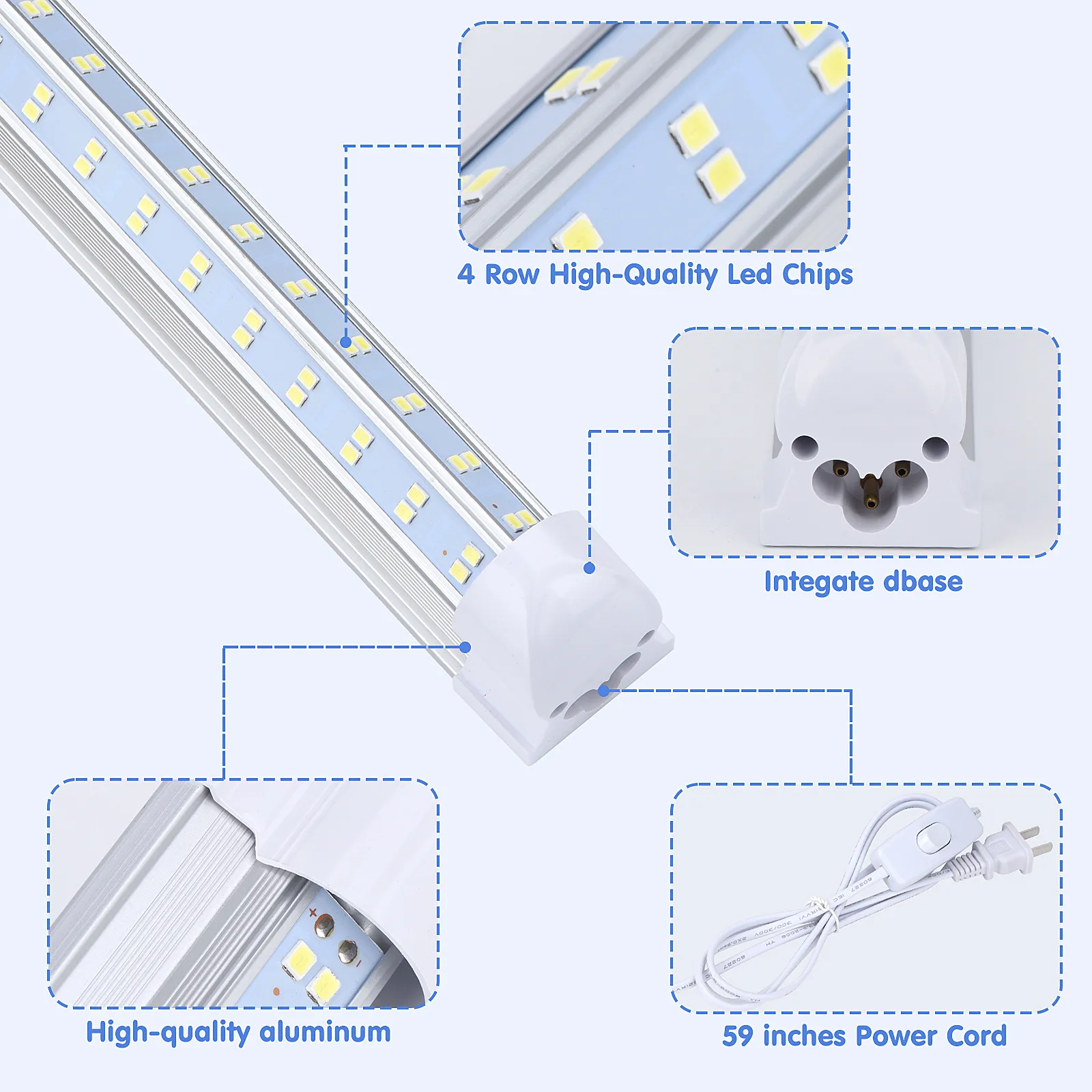Shop Light Singteam 10Pack 8Ft LED Fixture, 100W Integrated LED Tube ...
