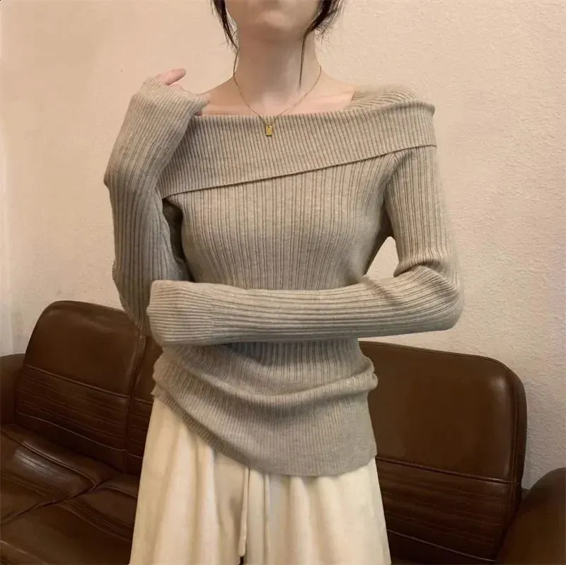 Oversized Off Shoulder Knit Sweater Loose Fit Acetate Batwing Sleeve ...