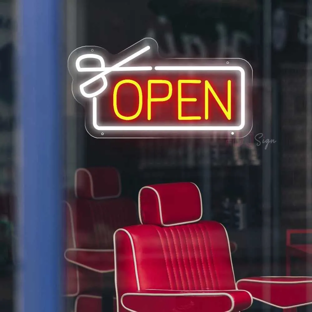 Outdoor Neon Open Sign Lights For Barber Shop, Hair Salon, And Wall ...