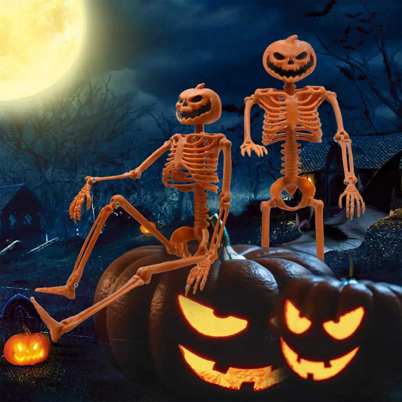 Halloween Figurines: Full Life Size Poseable Human Skeleton Props For ...