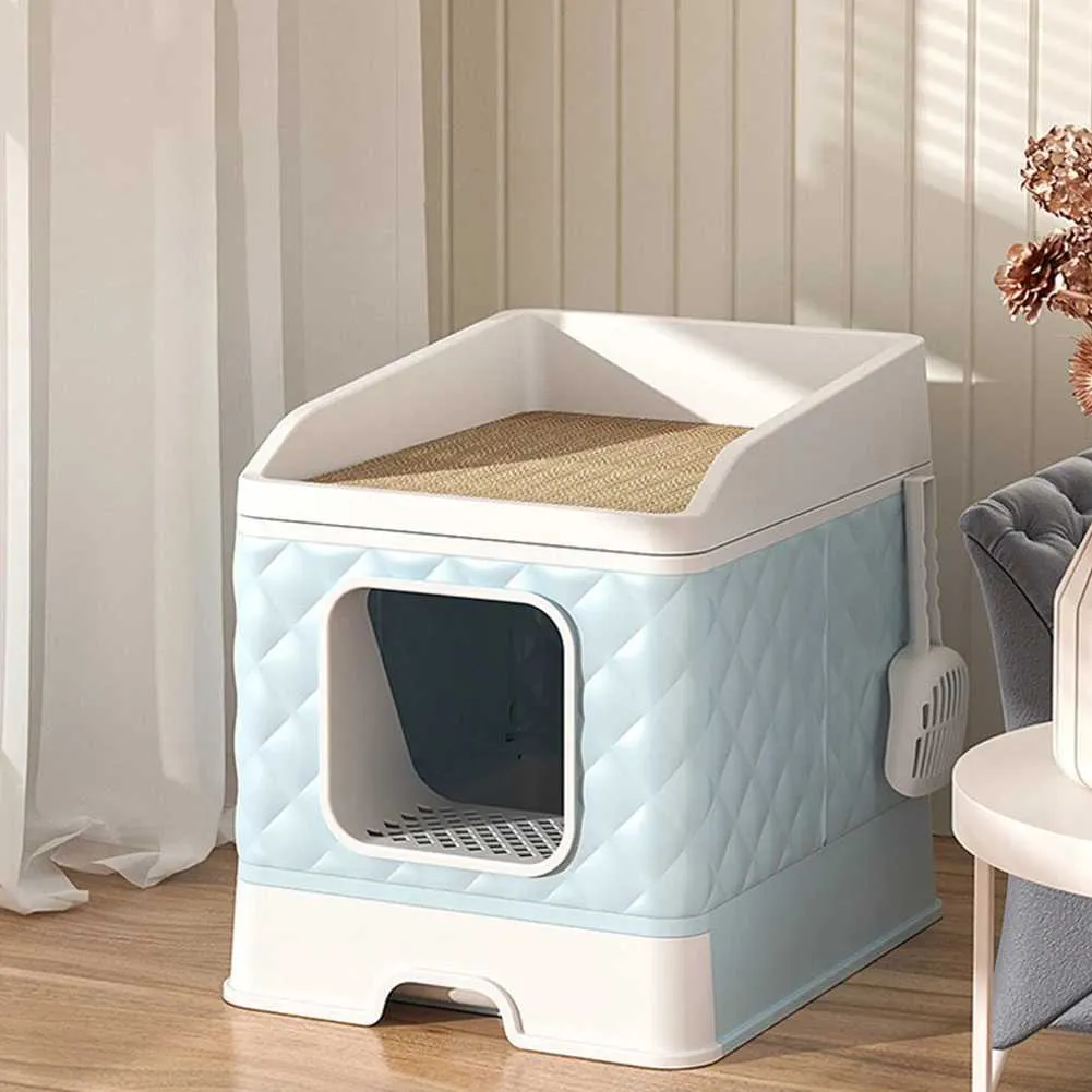 Foldable Cat Potty With Drawer Tray And Scratching Board Extra Large ...