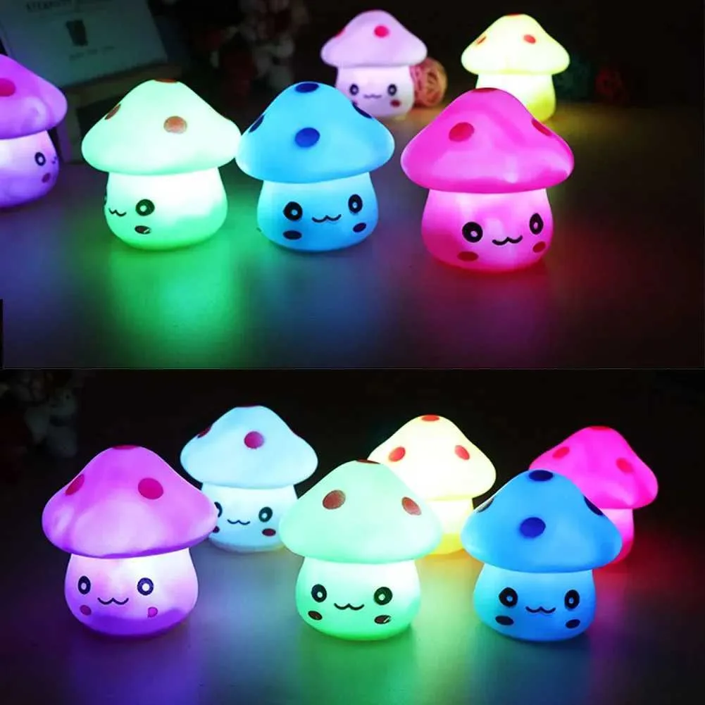 Cute Mushroom Night Light - Mini LED Bedside Lamp, Baby Room Decor ...