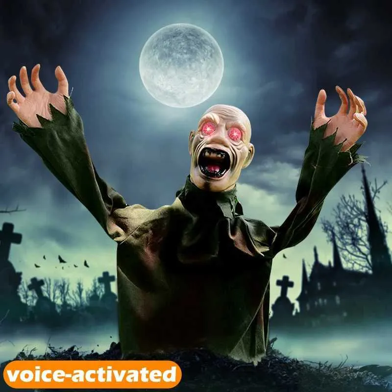 Scary Swinging Ghost Prop: Motion Activated Halloween Decorations for ...