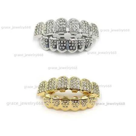 Hip Hop Moissanite Diamond Gold Plated Teeth Grillz Top And Bottom ...