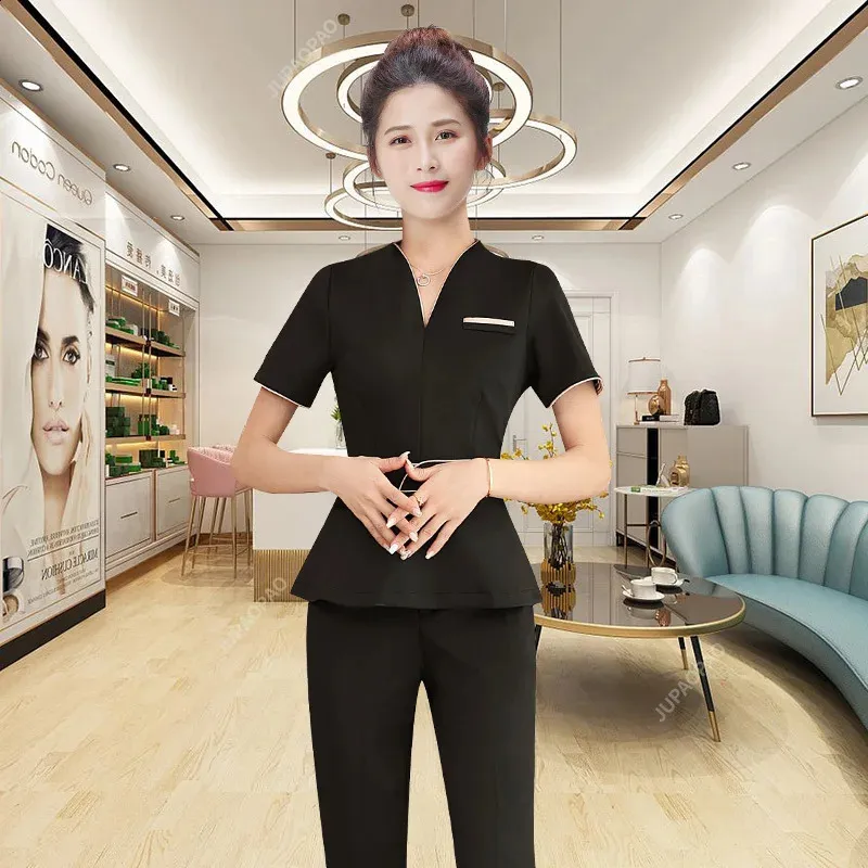 Beauty Salon Uniform Fashion Spa Masseuse Clothing Nail Technician El ...