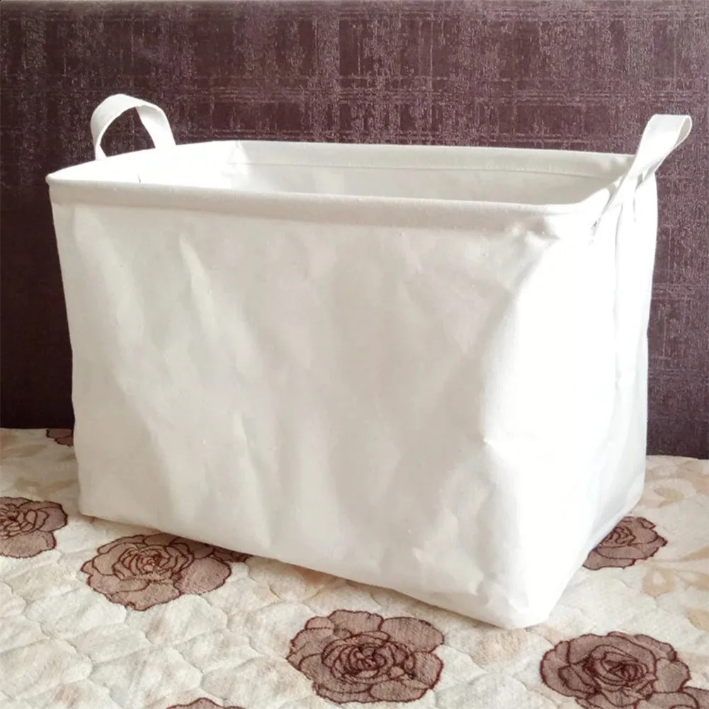 Large Rectangular Canvas Storage Basket with Handles - Folding ...