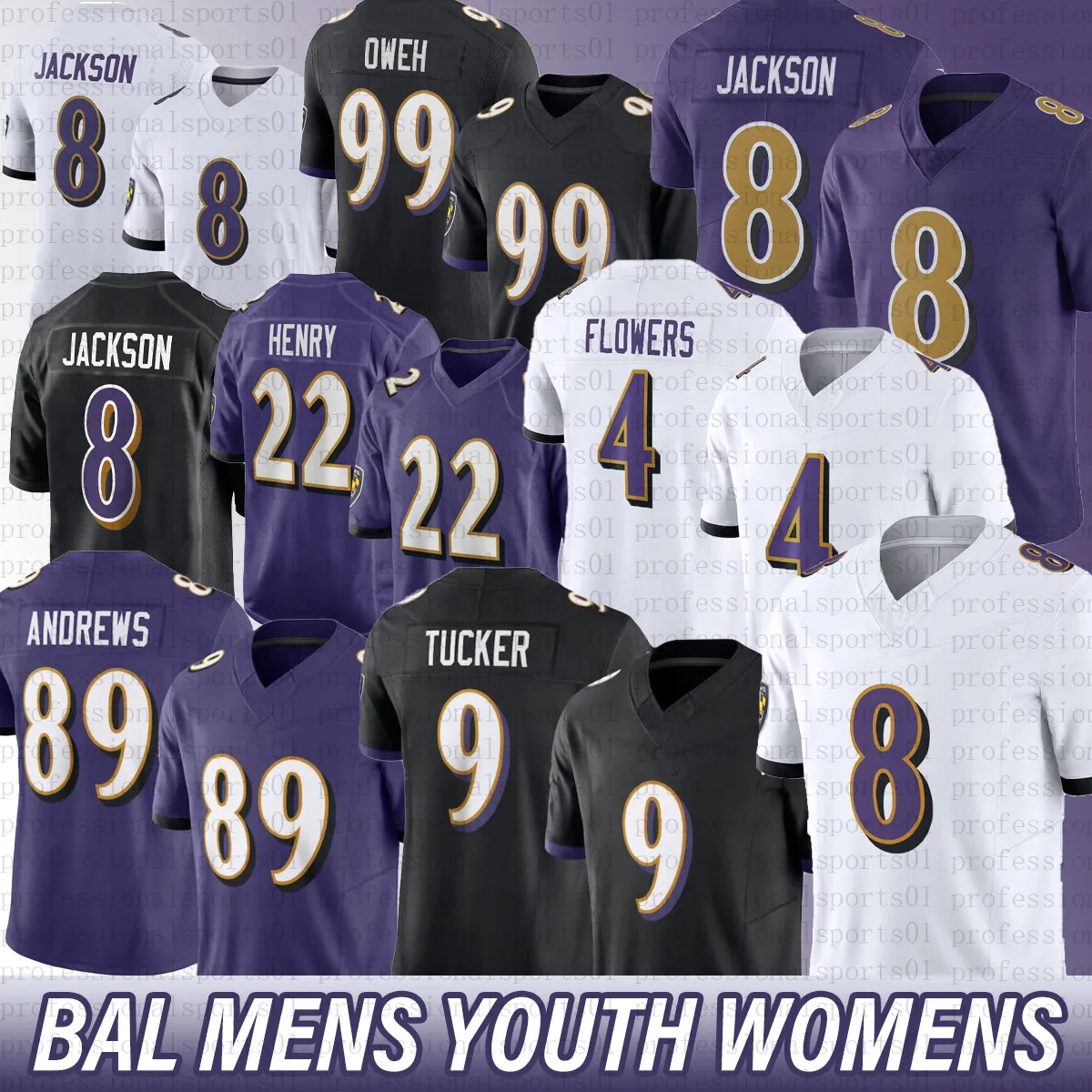 8 Lamar Jackson Jersey, 22 Derrick Henry, 4 Zay Flowers, Ravens ...