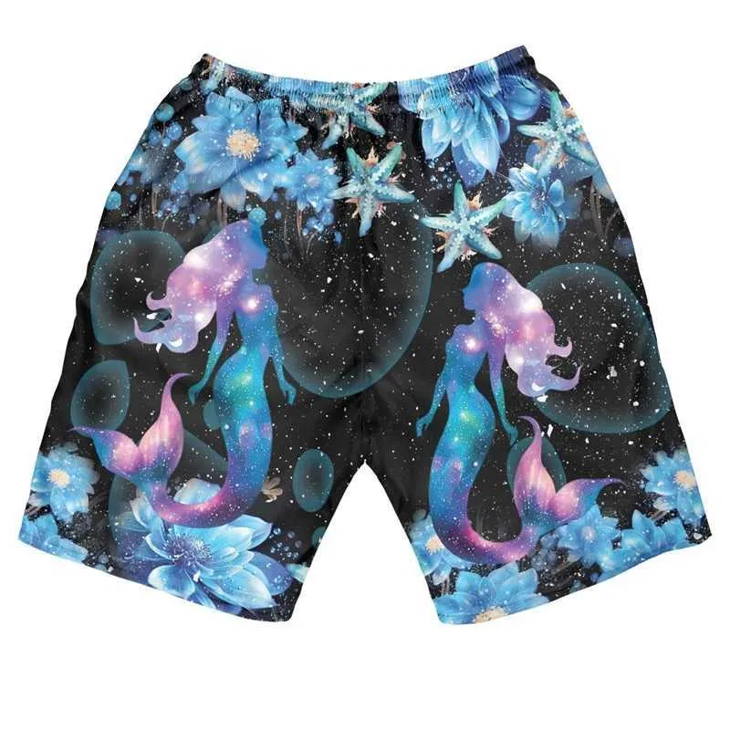 3D Printed Mermaid & Floral Beach Shorts – Vibrant... From Love_dream ...