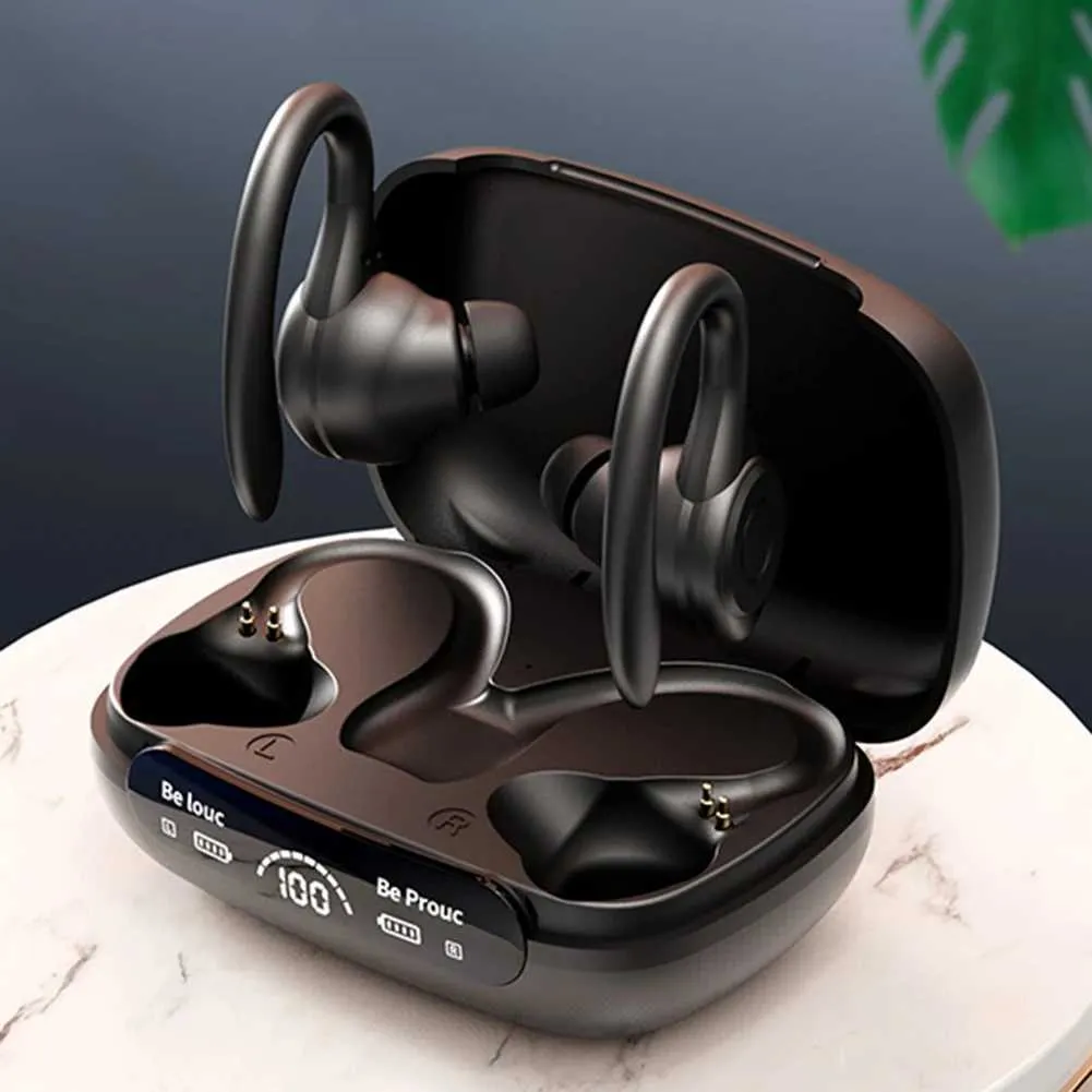 Wireless Ear Hook Headphones: HiFi Stereo, Noise Reduction, & LED ...