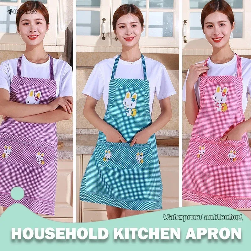 DHgate.com:2024Womens Waterproof Cotton Linen Rabbit Cartoon Apron for ...
