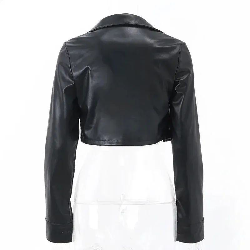 Cropped Faux Leather Biker Jacket: Women's Autumn Fashion, Single ...