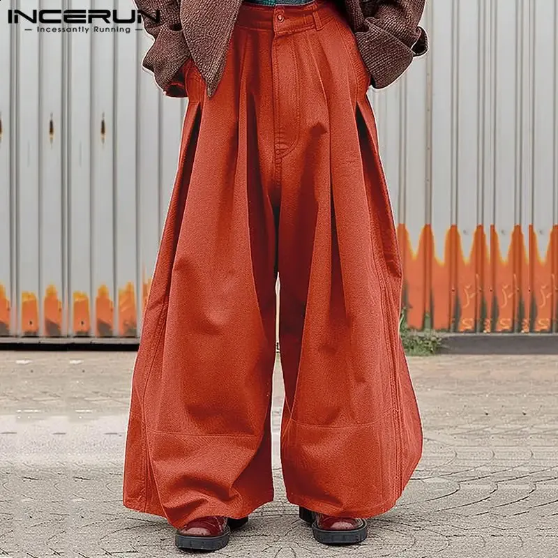 INCERUN Korean Style Loose Fit Wide Leg Capri Trousers For Men – Casual ...