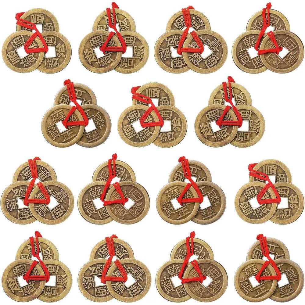 Set Back Of Traditional Chinese Feng Shui I Ching Coins With Red String ...