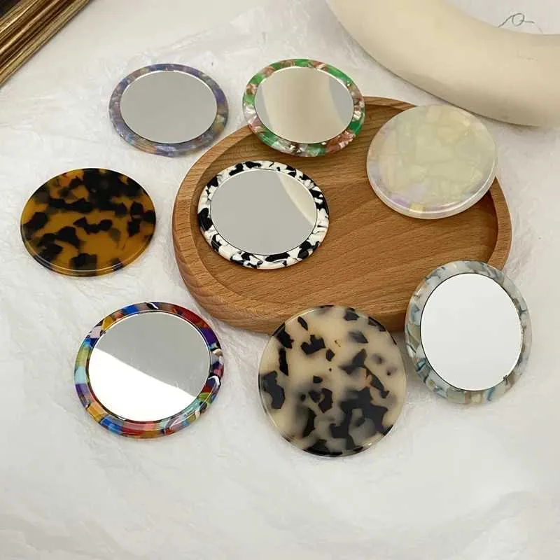 Small Round Makeup Mirror - Zebra Pattern Acetate, Portable & Stylish ...