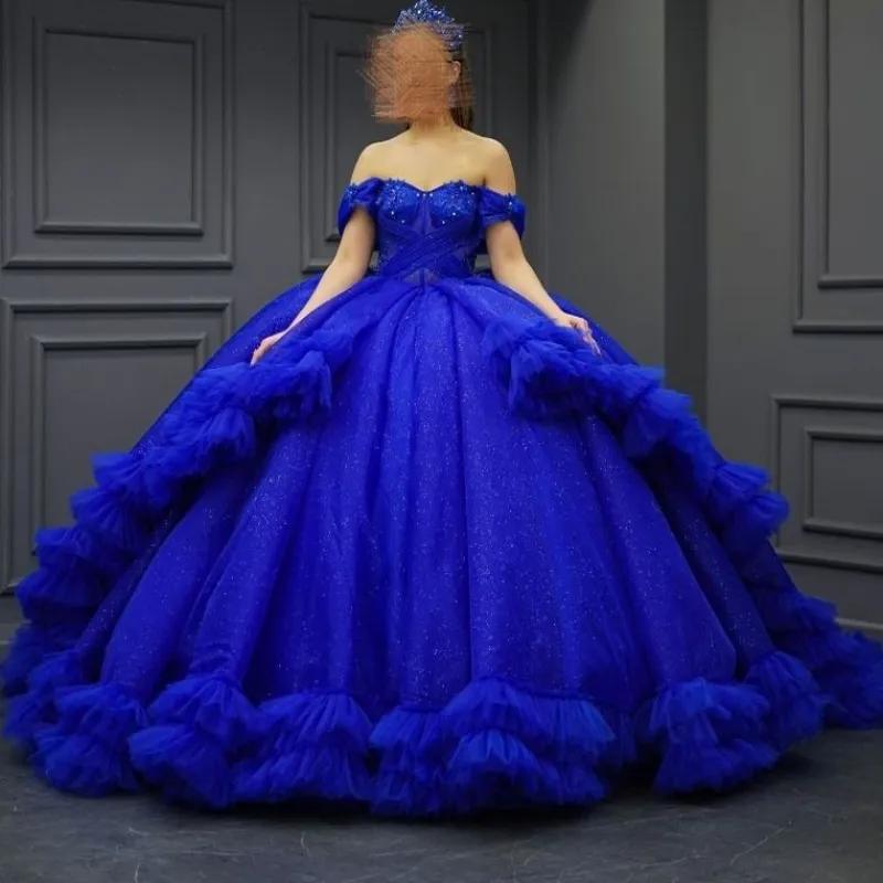 Glittering Royal Blue Ball Gown Royal Blue Dress Quinceañera With ...