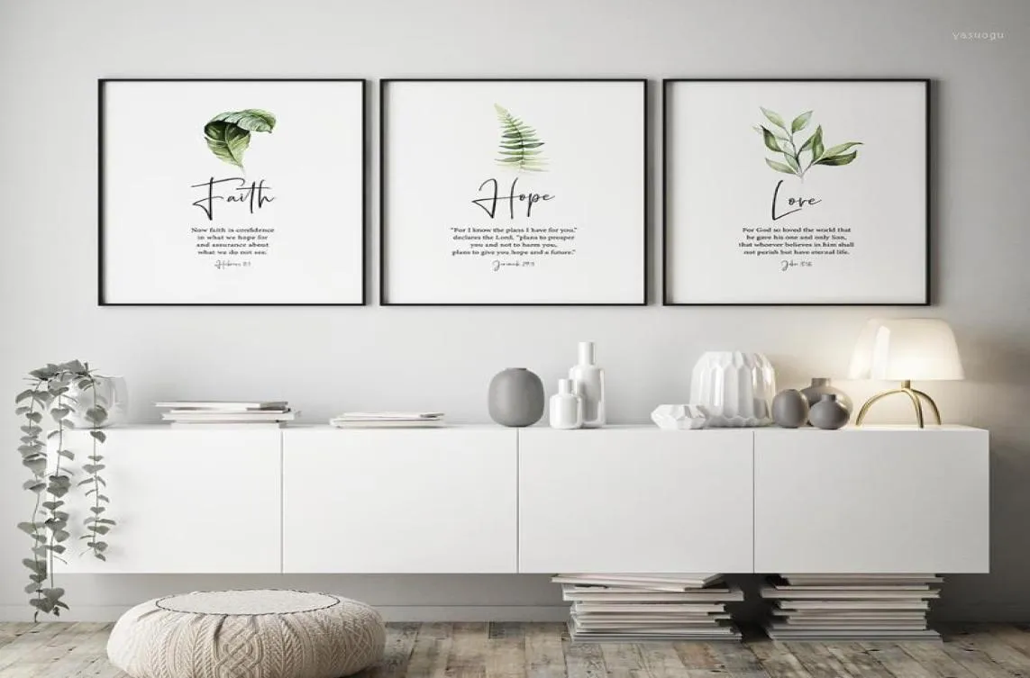 Christian Bible Verse Canvas Print Faith Hope Love Wall Art Sets For ...