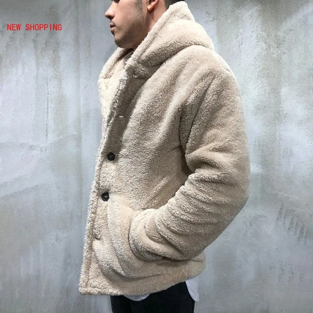 Men's Fleece Teddy Coat Jacket Casual Solid Color Cardigan, Autumn ...