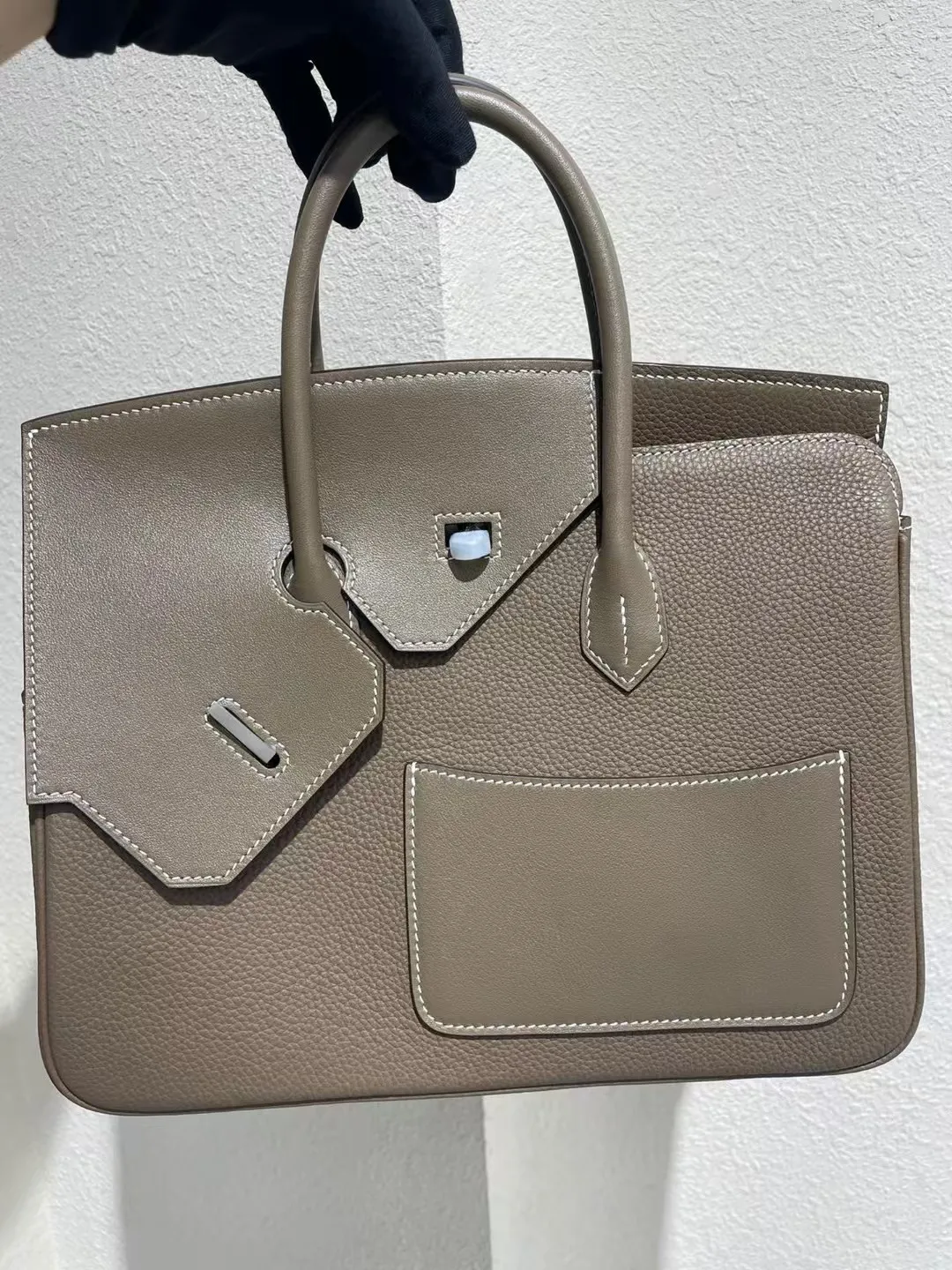 Designer Mens Tan Leather Handbag: Top 10A Irregular Slanted Hijab Bag ...