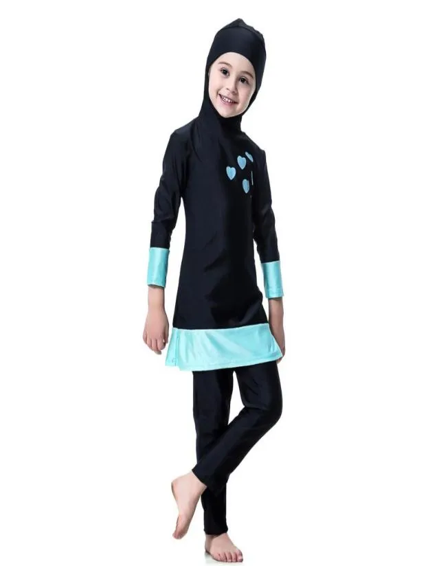 Girls Muslim Full Body Swimsuit Modest Swimwear Burkini Islamic Beachwear Swimming Costumes ...